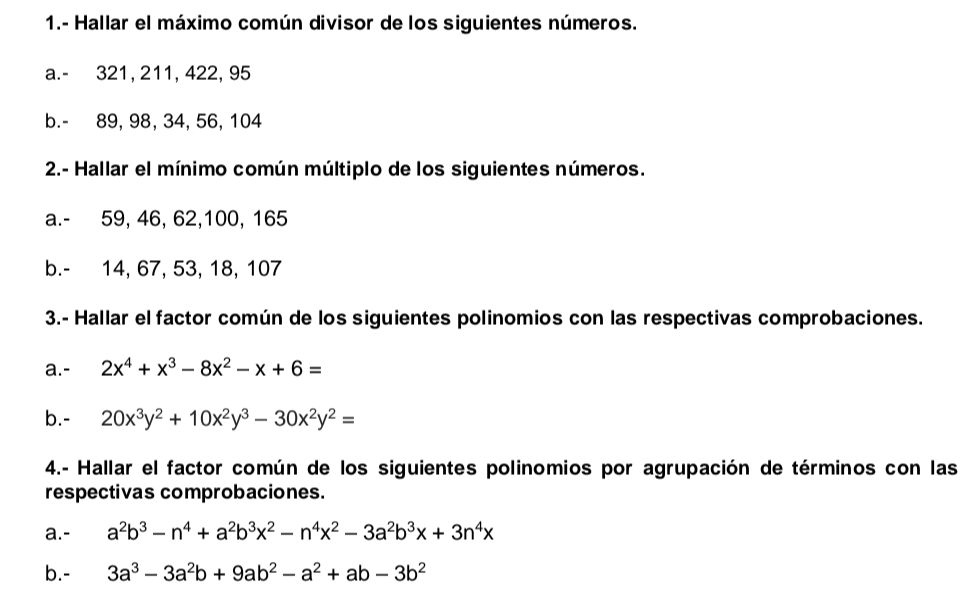 1- Hallar el mximo comn divisor de los | StudyX