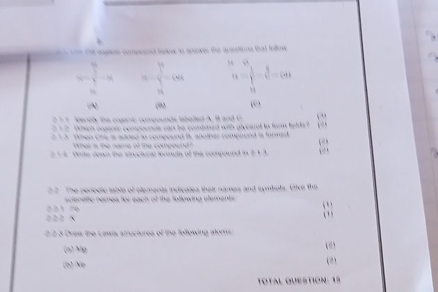 2.1 Name the organic compounds labeled A and | StudyX