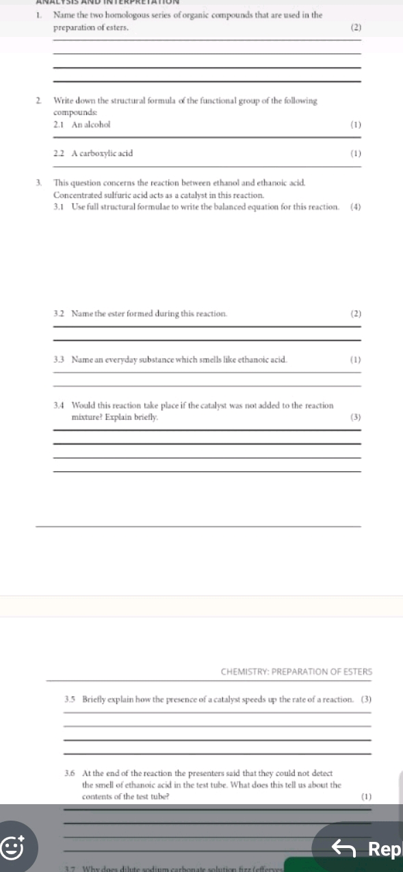 1. Name the two homologous series of organic | StudyX