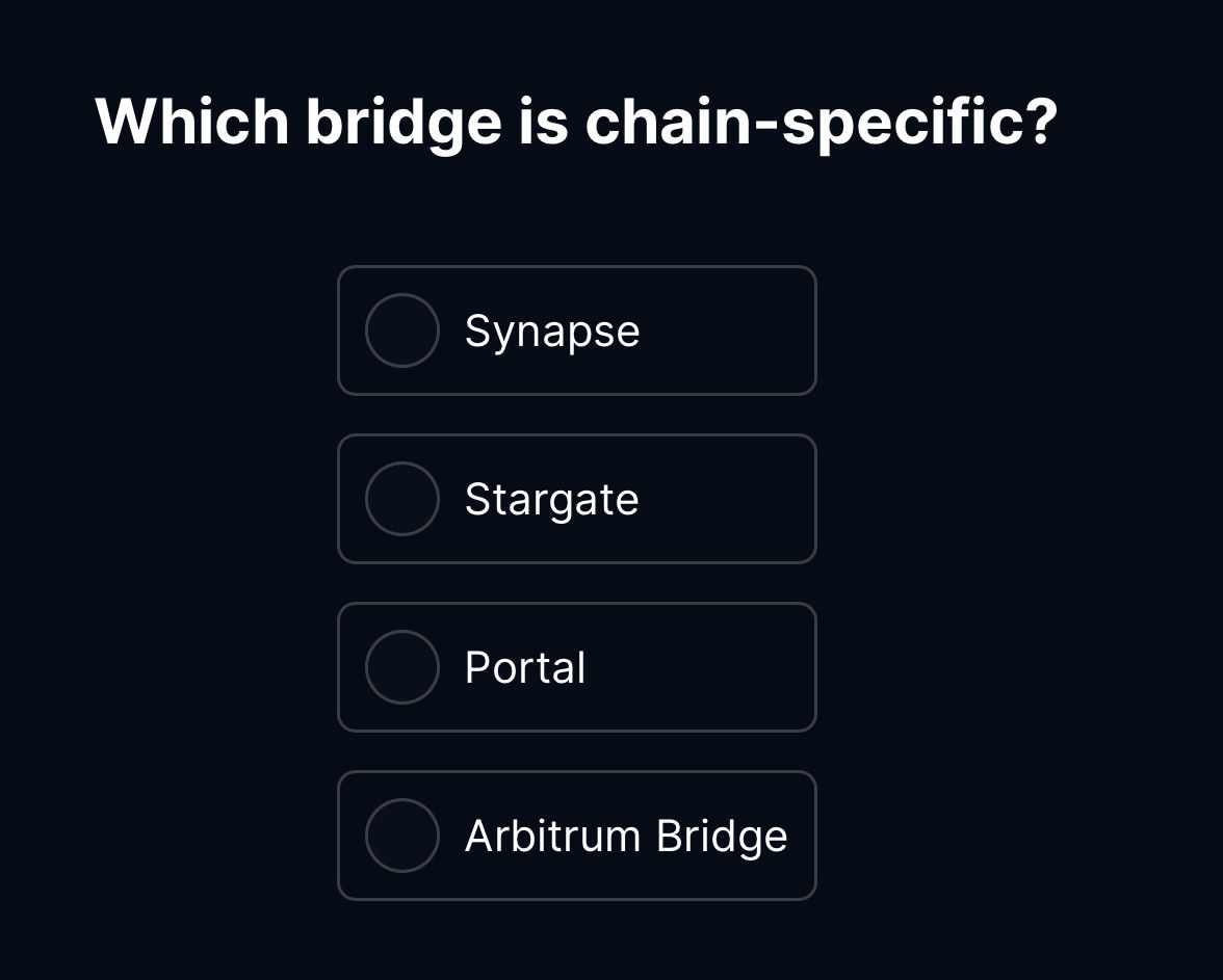 Which bridge is chain-specific? Synapse | StudyX