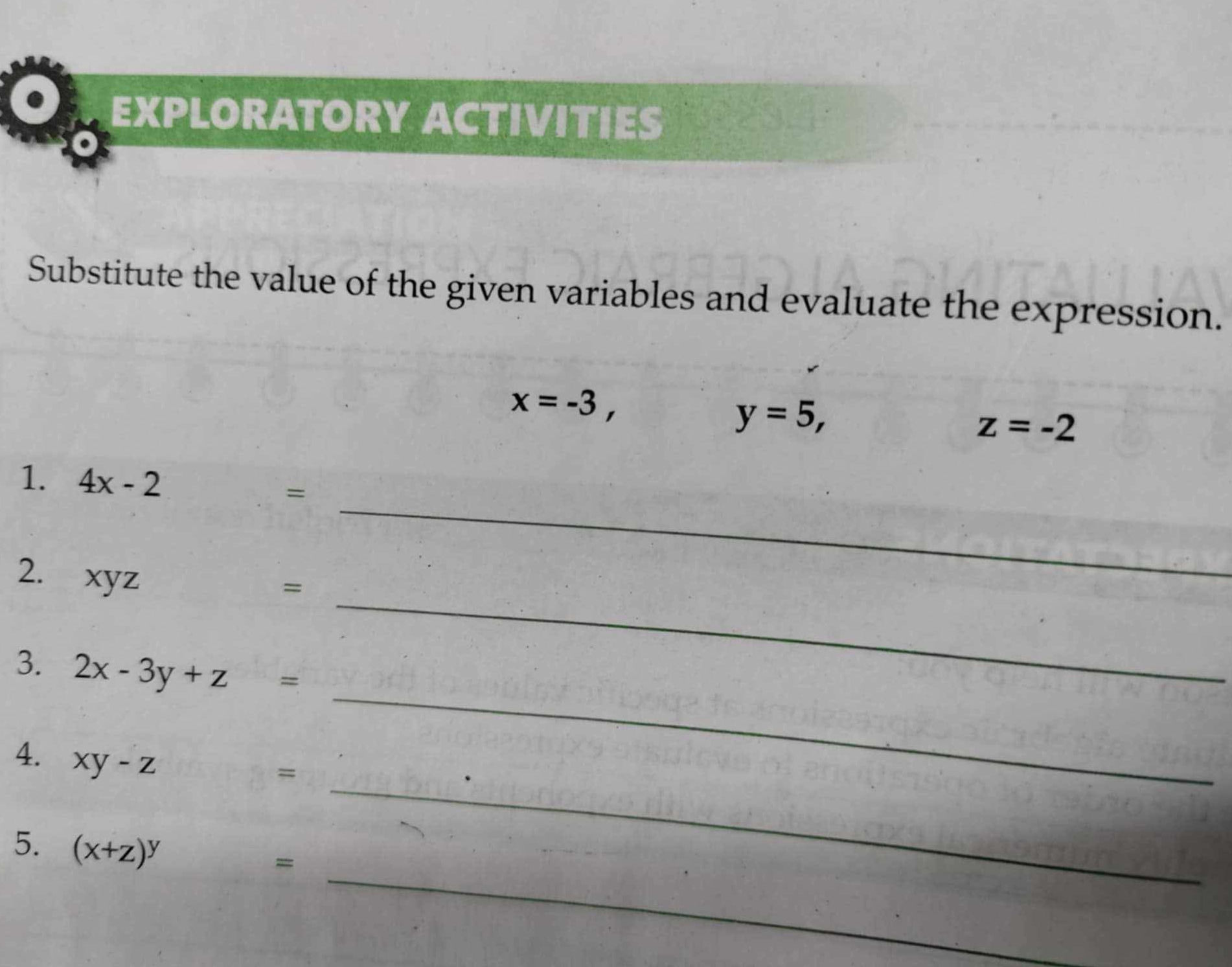 Substitute the value of the given variables | StudyX