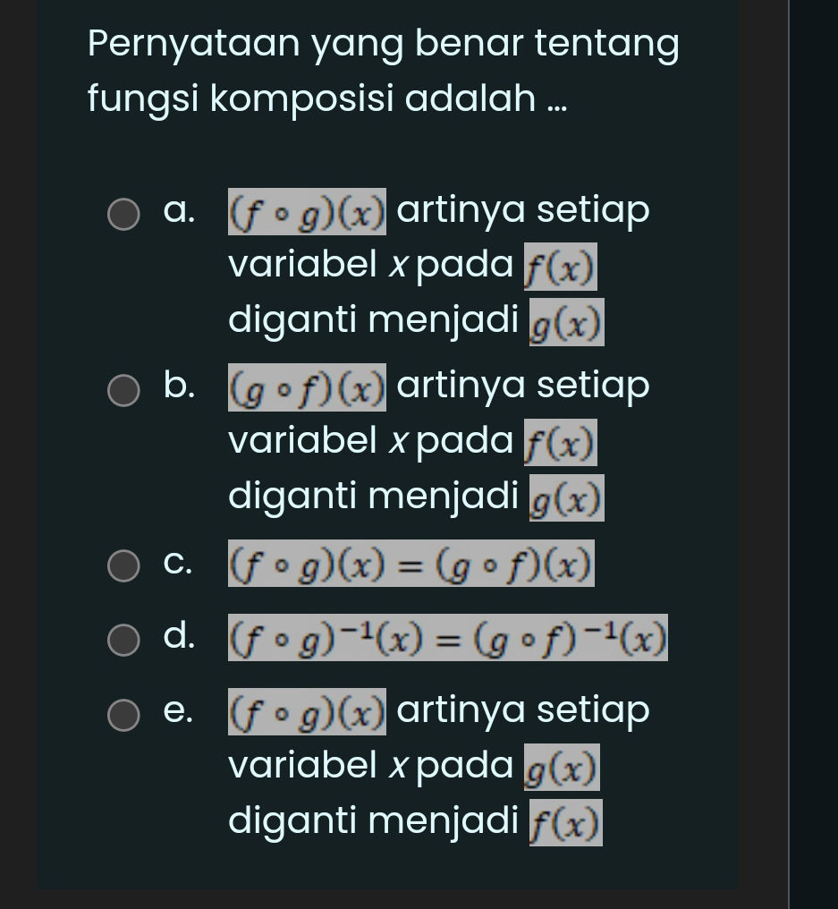 Pernyataan yang benar tentang fungsi | StudyX