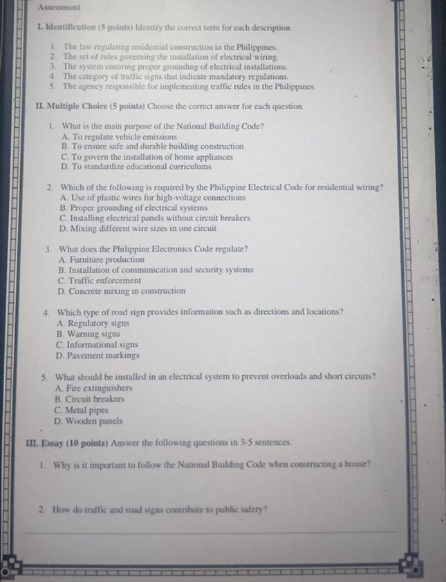 I. Identification (5 points) Identify the | StudyX