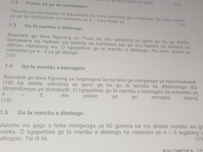 12 Polelo ya go se itokietwe Tlhorio ya | StudyX
