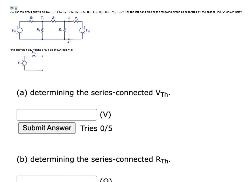 Q2 For the circuit shown below R= 1 2 R2= 5 | StudyX