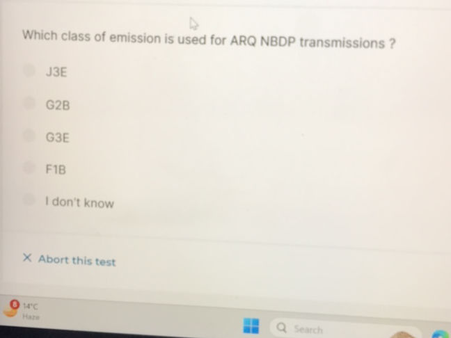 Which class of emission is used for ARQ NBDP | StudyX