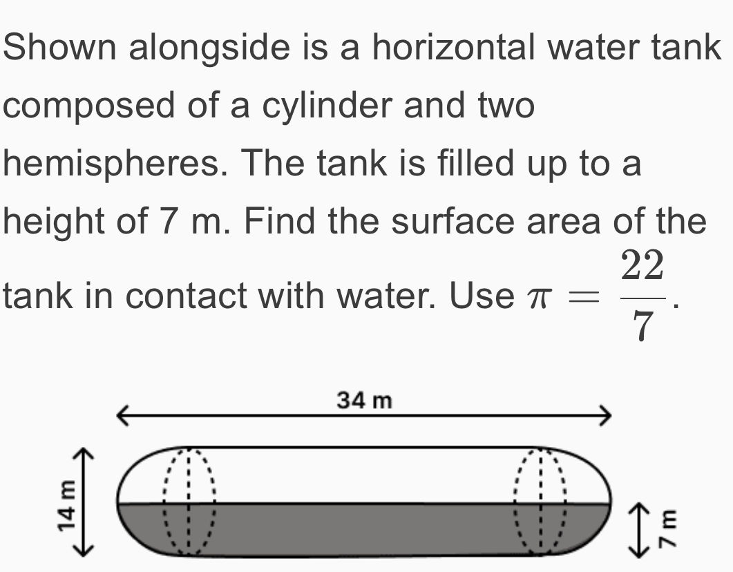 Shown alongside is a horizontal water tank | StudyX