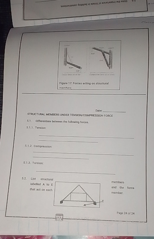 Figure 17 Forces acting on structural | StudyX