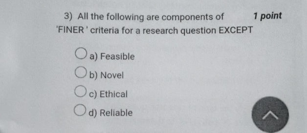 3) All the following are components of FINER