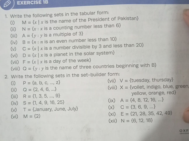 1. Write the following sets in the tabular | StudyX