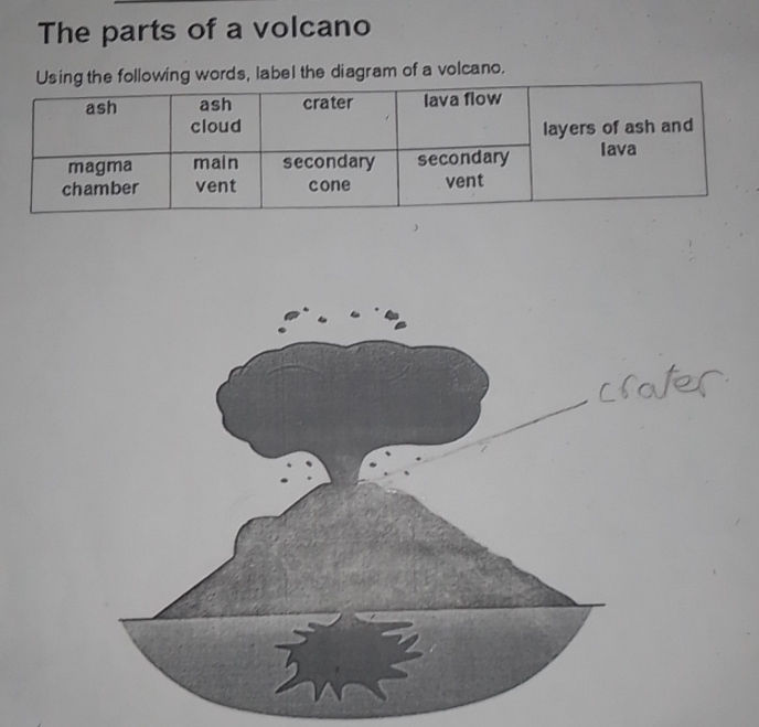 The parts of a volcano Using the following | StudyX