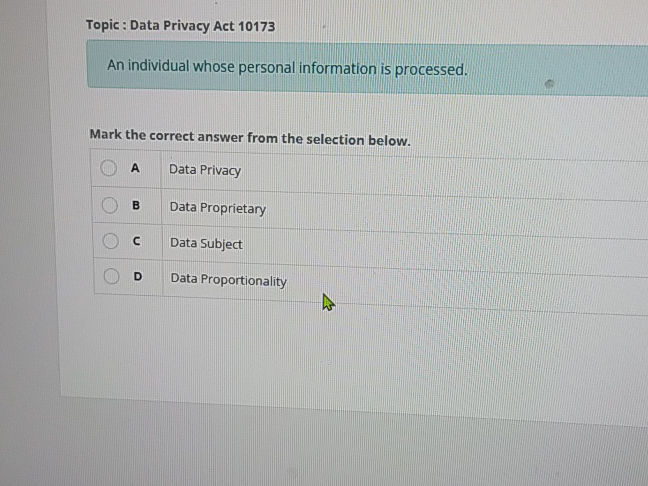 An individual whose personal information is | StudyX