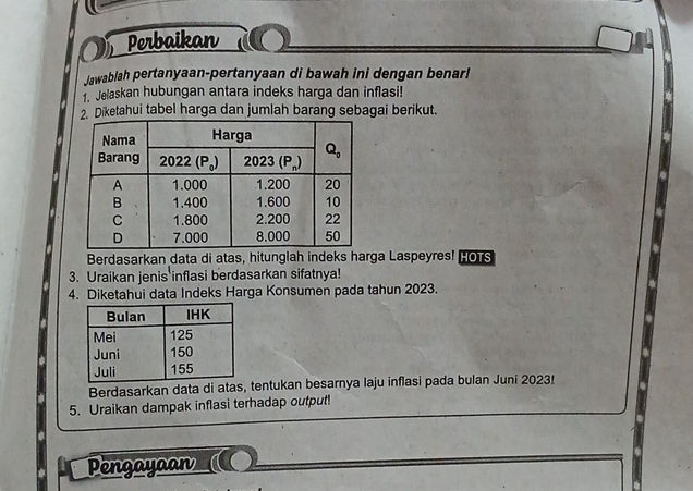 2 Diketahui tabel harga dan jumlah barang | StudyX
