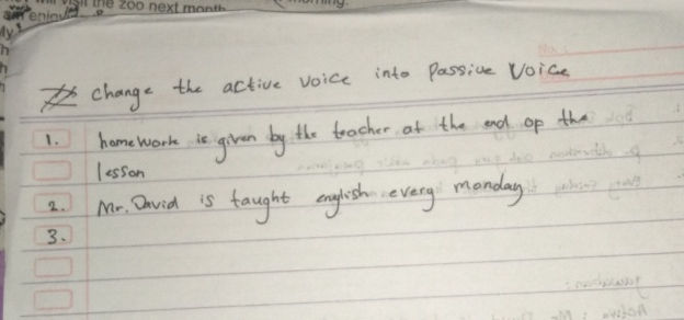 Change the active voice into passive voice 1 | StudyX