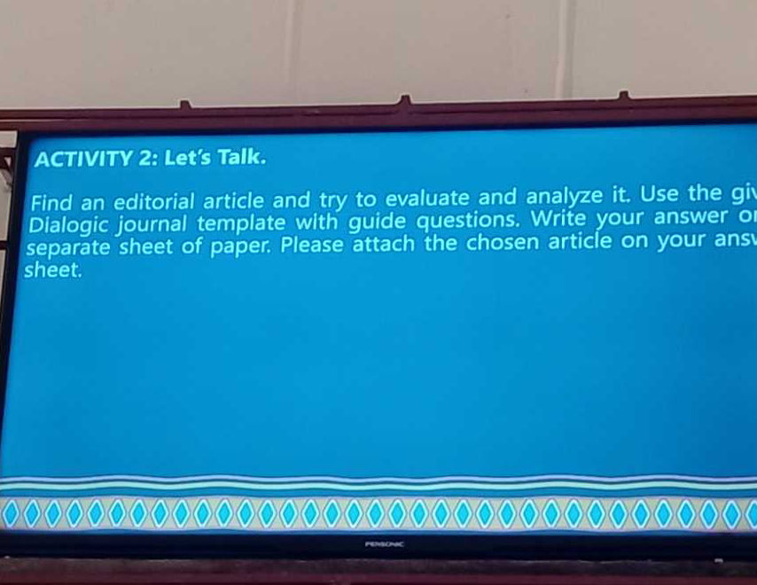 ACTIVITY 2 Lets Talk Find an editorial | StudyX