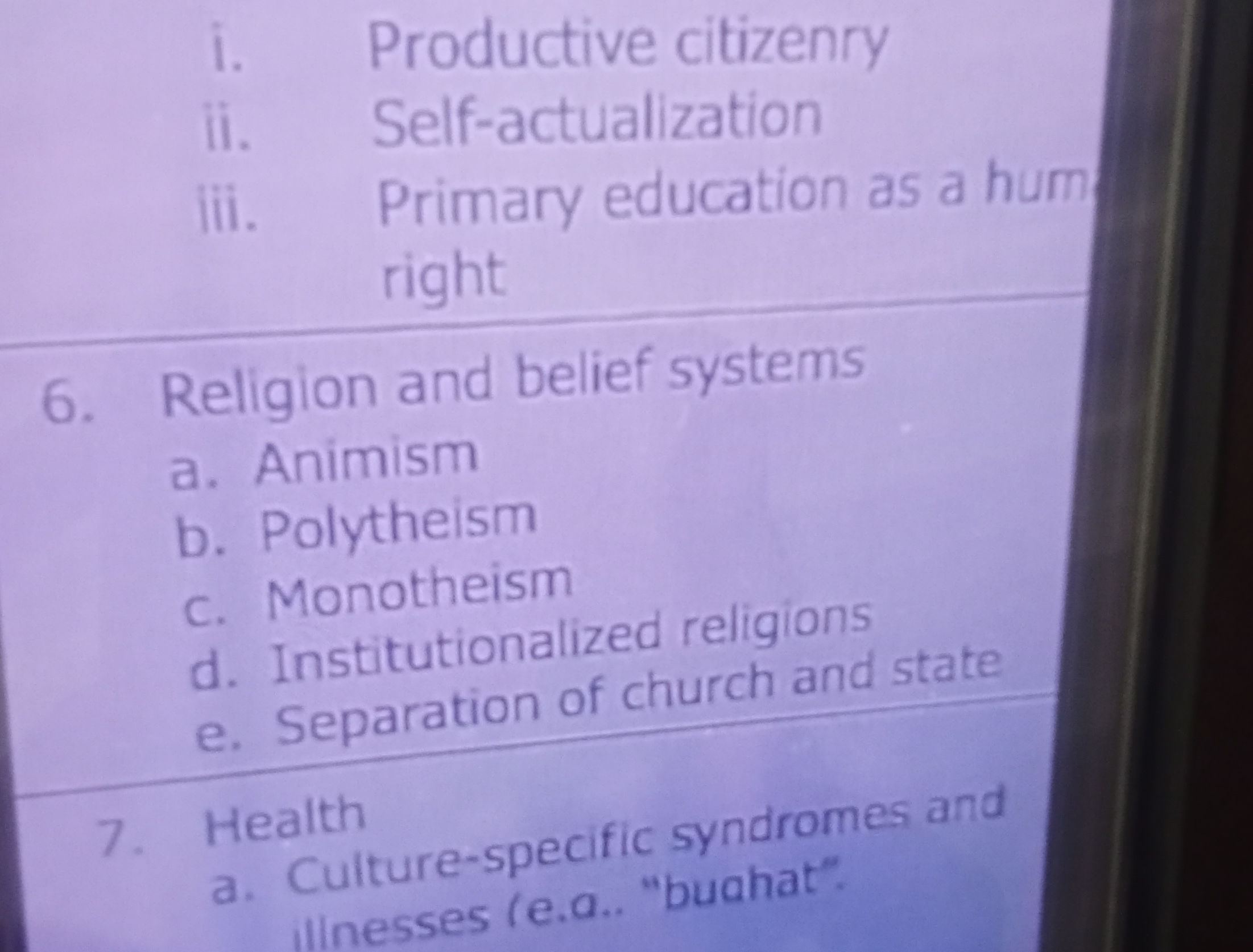 i Productive citizenry ii Self-actualization | StudyX