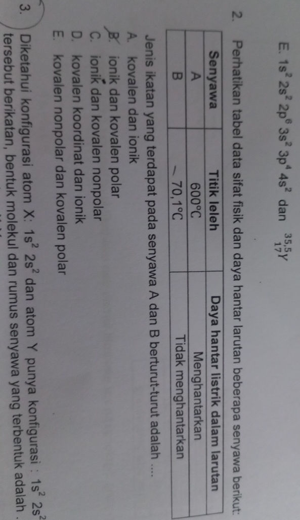 2 Perhatikan tabel data sifat fisik dan daya | StudyX