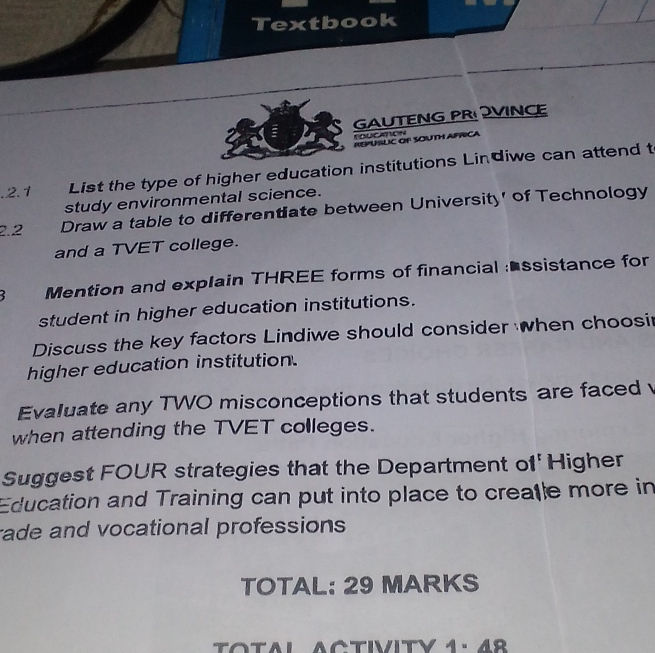 21 List the type of higher education