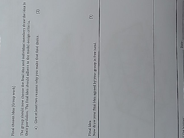 Final chosen Idea (Group work) The group | StudyX