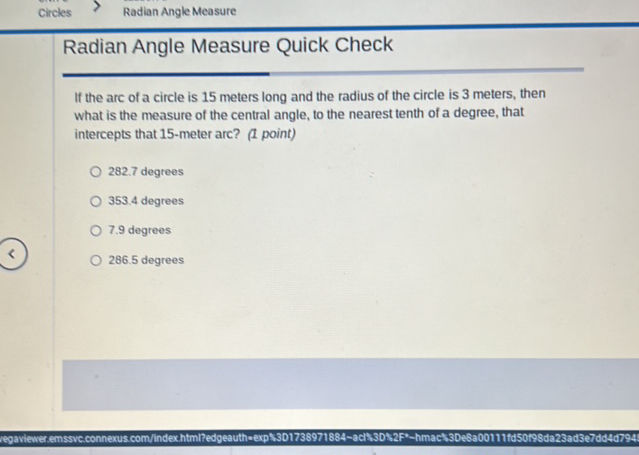 Radian Angle Measure Quick Check If the arc | StudyX