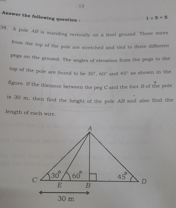 Answer the following question : 38. A pole | StudyX