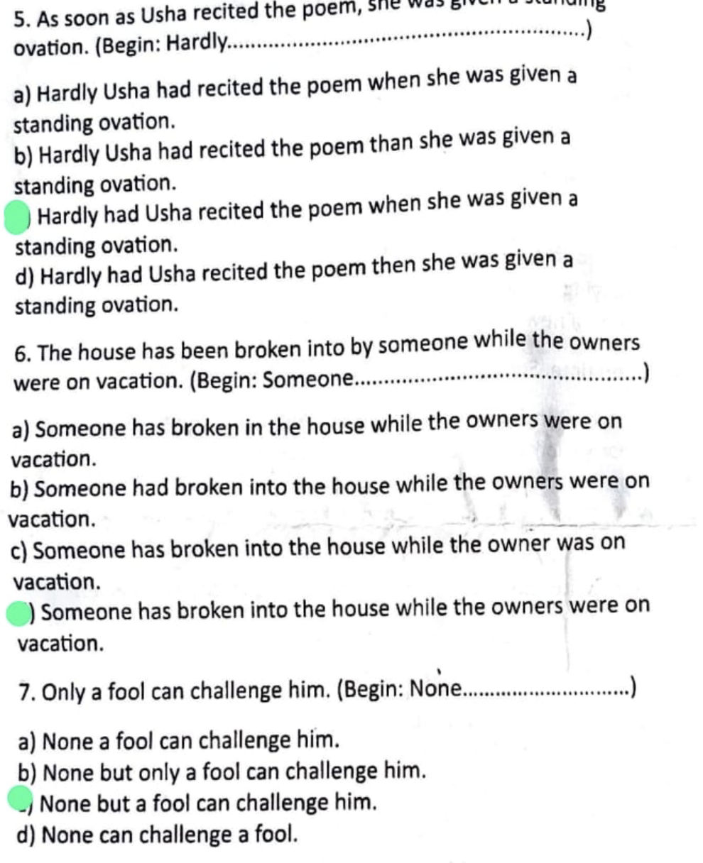 5 As soon as Usha recited the poem she was