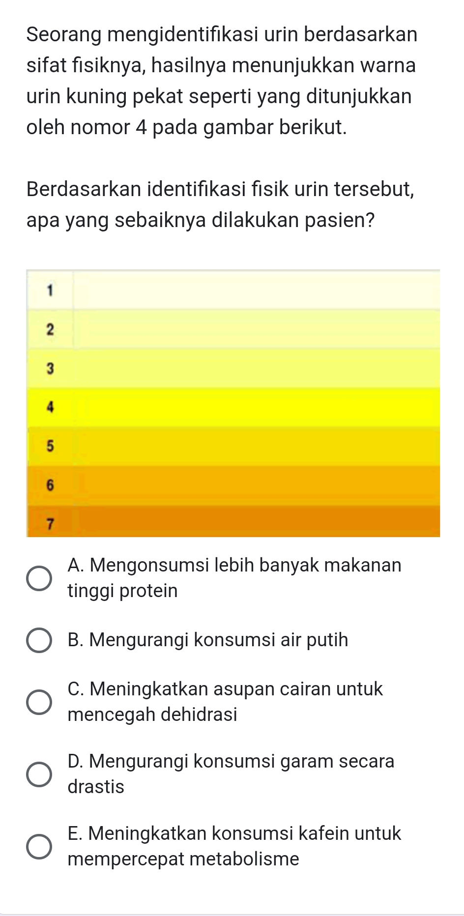 Seorang mengidentifikasi urin berdasarkan | StudyX