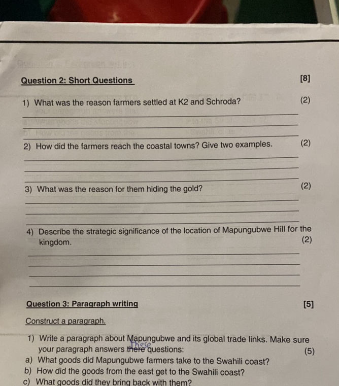 Question 2 Short Questions 1) What was the | StudyX
