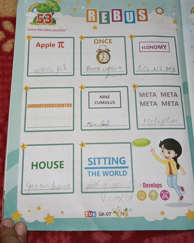 Solve the rebus puzzles 1 Apple apple pie 2