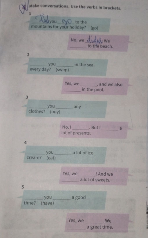 Make conversations Use the verbs in brackets | StudyX