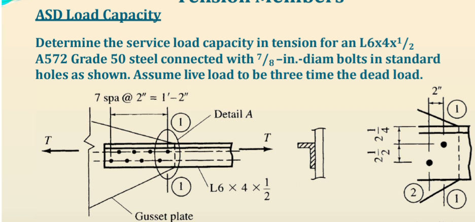Determine the service load capacity in | StudyX