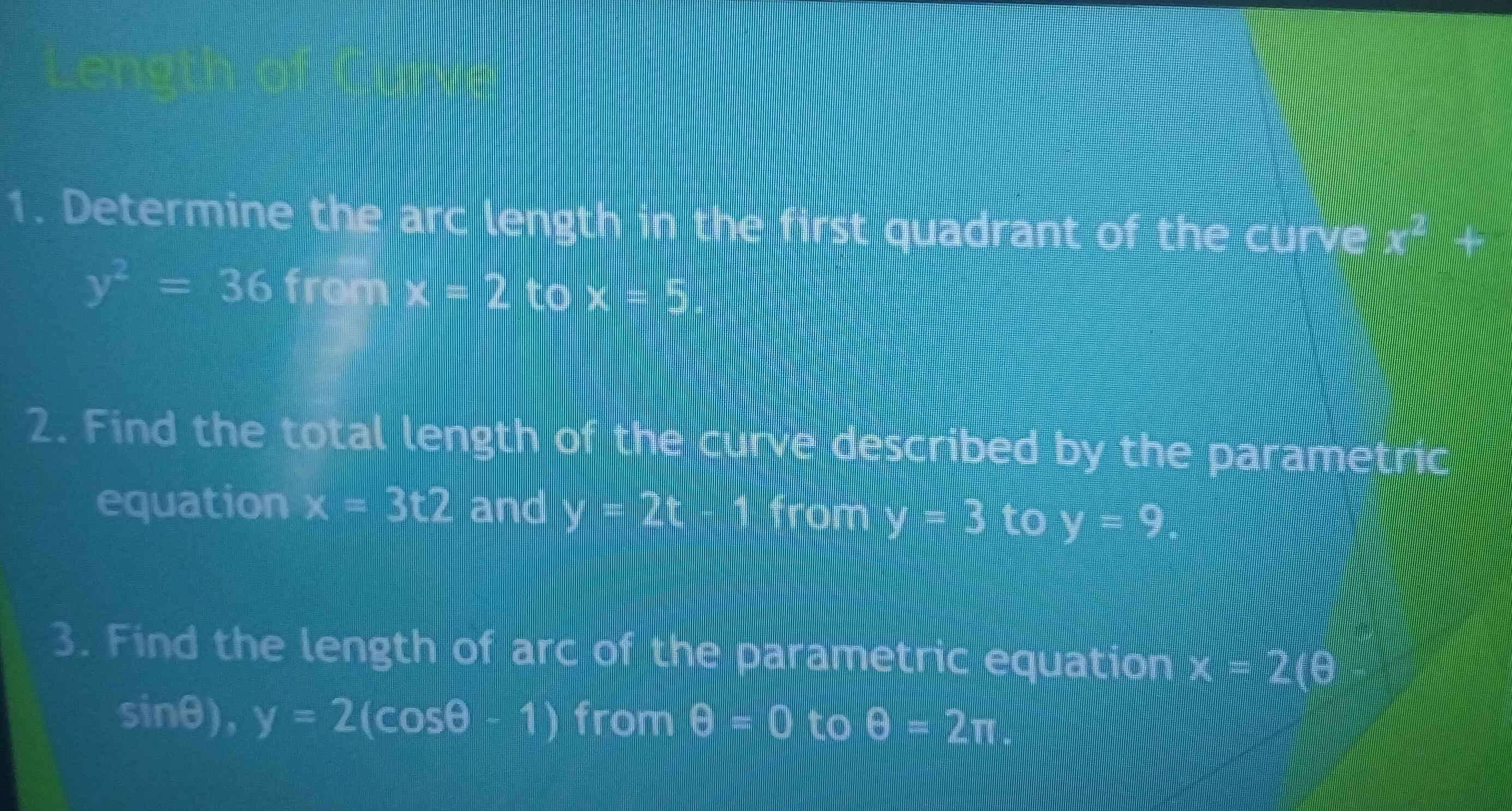 1. Determine the arc length in the first | StudyX