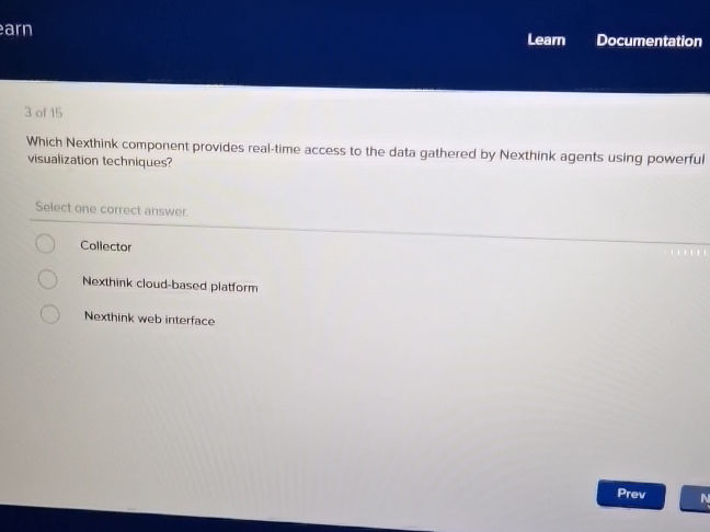 Which Nexthink component provides real-time