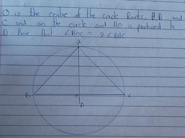 O is the centre of the circle Points, A, B | StudyX