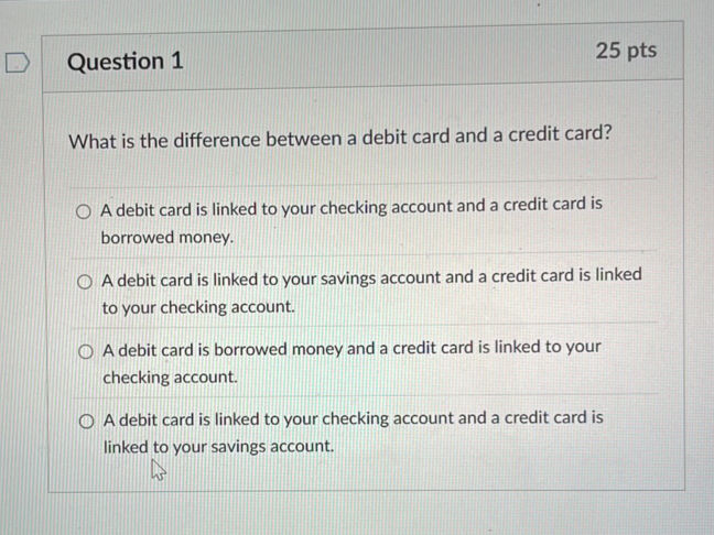 What is the difference between a debit card | StudyX