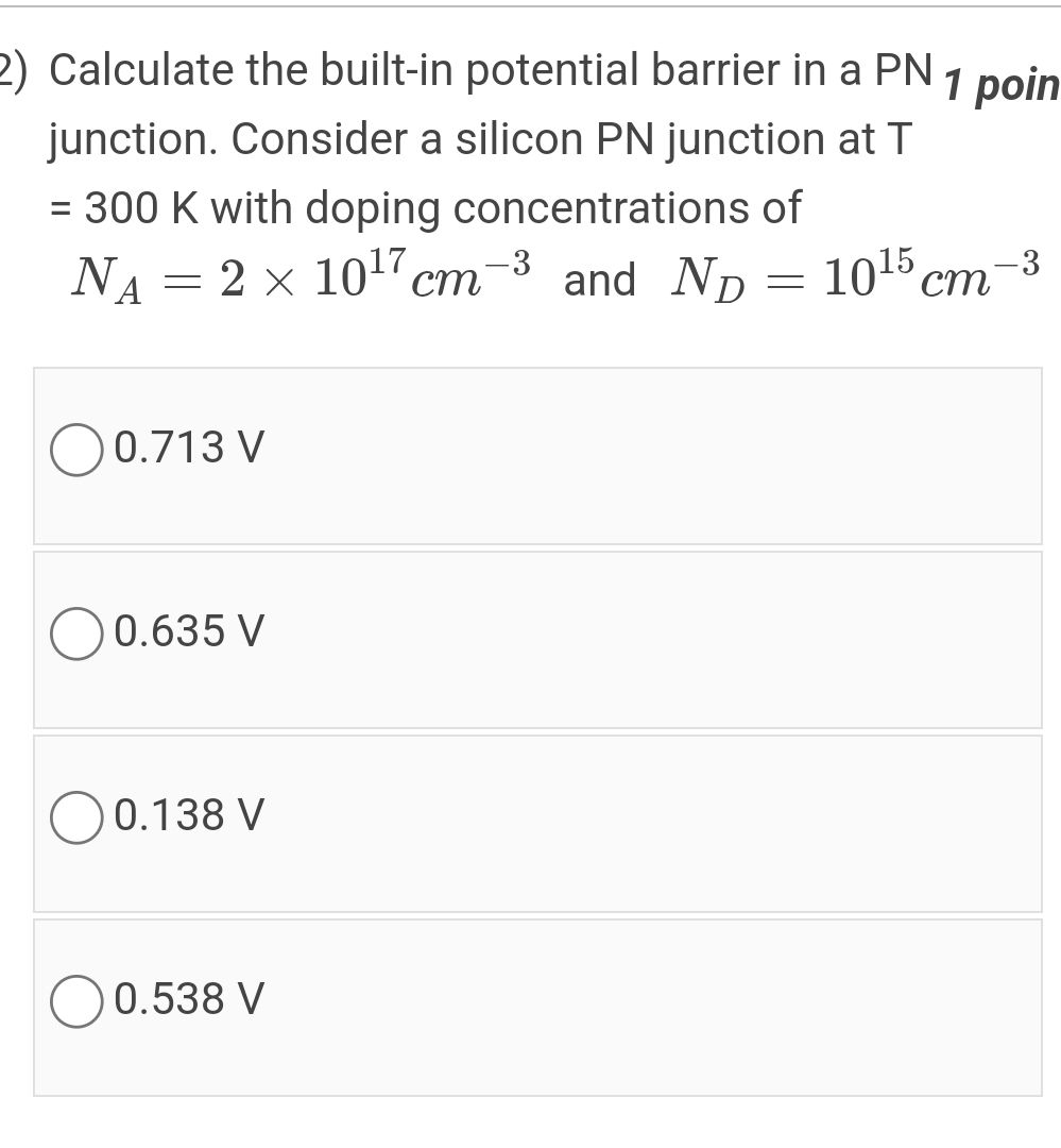Calculate the built-in potential barrier in | StudyX