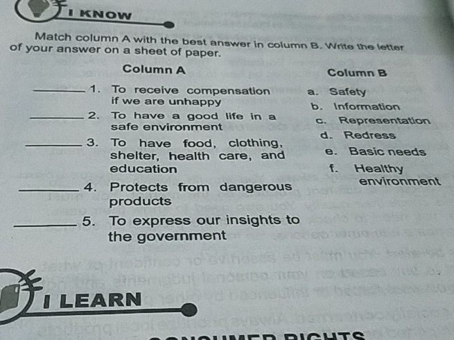 Match column A with the best answer in | StudyX