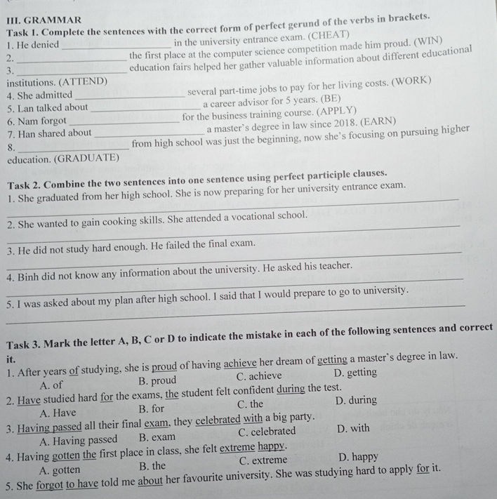 Task 1 Complete the sentences with the | StudyX