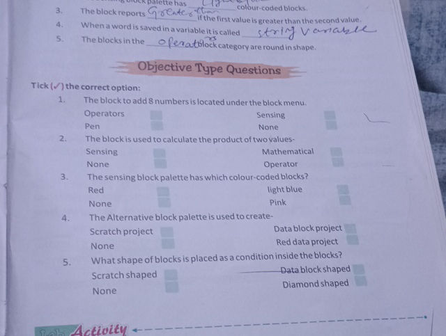 Tick(/) the correct option 1 The block to | StudyX