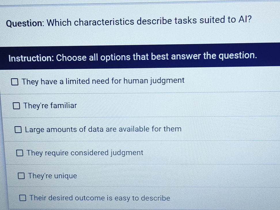 Question Which characteristics describe