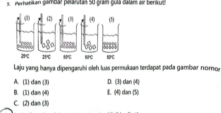 Perhatikan gambar pelarutan 50 gram gula