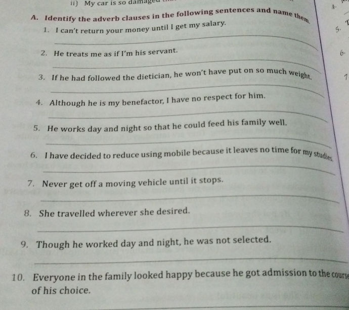 A Identify the adverb clauses in the | StudyX