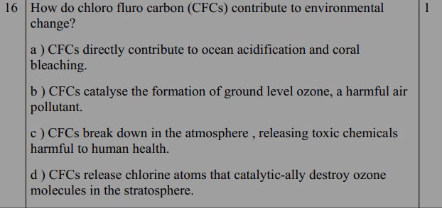 16 How do chloro fluro carbon (CFCs) | StudyX