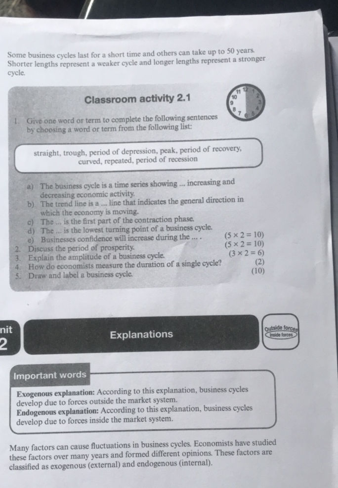 Classroom activity 2.1 1. Give one word or | StudyX