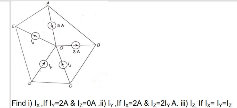 Find i) $I_x$, If $I_y$=2A $I_z$=0A .ii) | StudyX