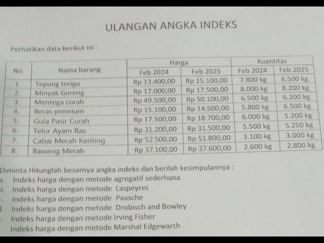 Perhatikan data berikut ini No Nama barang | StudyX