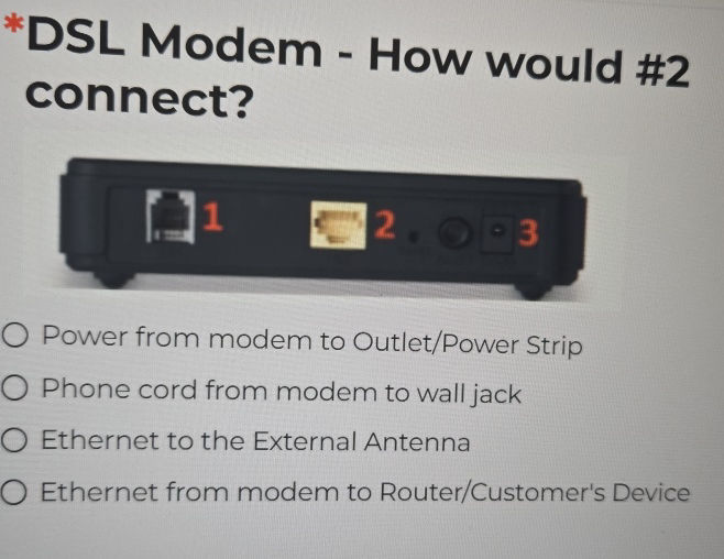 DSL Modem - How would 2 connect - Power from | StudyX