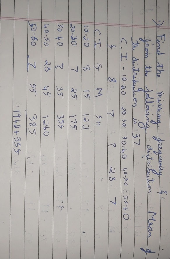 Find the missing frequency from the | StudyX