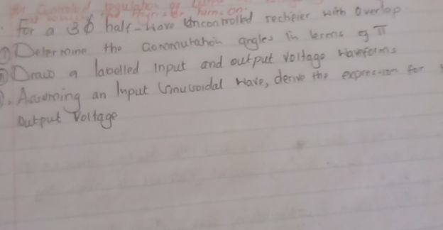 For a 3$\, $ half-wave uncontrolled | StudyX