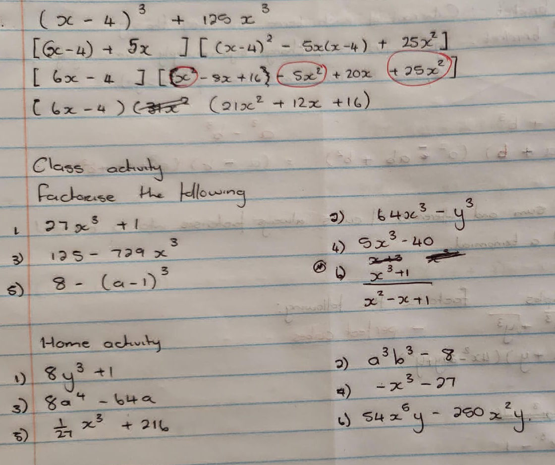 Class activity Factorise the following 1) | StudyX
